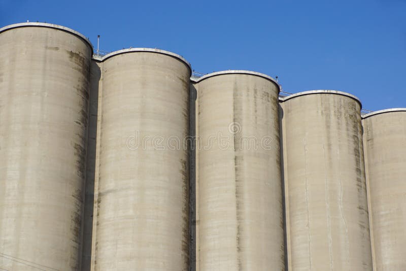 Exterior View of a Cement Factory, Silos for Storage Stock Image ...