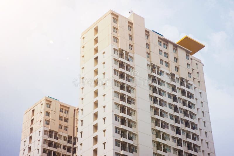Exterior View of Huge Building Blocks with Many Apartments in Cloudy ...