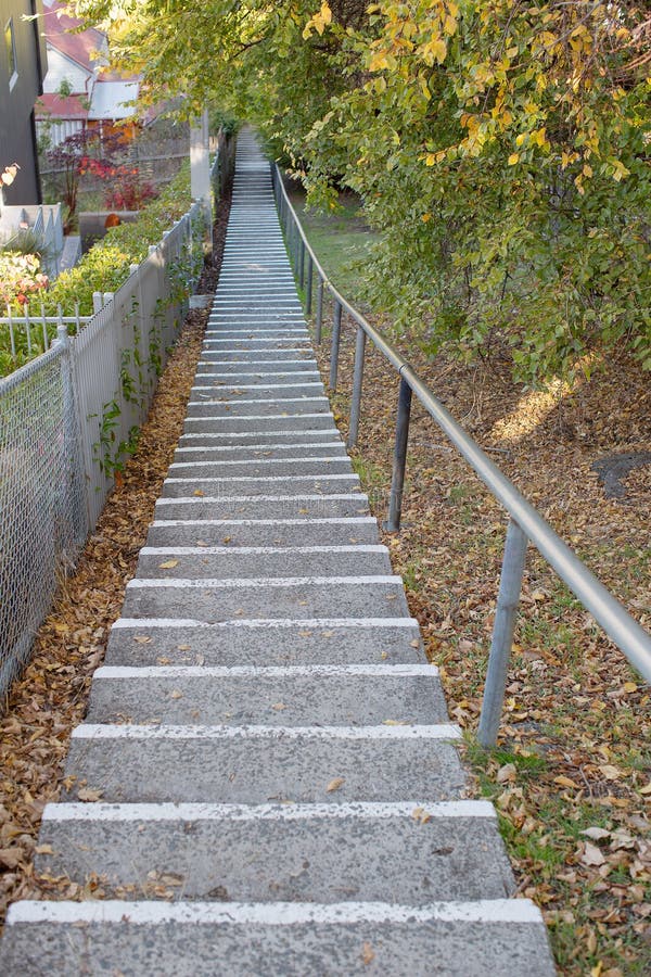 Large Concrete Steps Moving Up an Incline between Two Streets Stock ... Large Concrete Steps Moving Up an Incline between Two Streets Stock ...