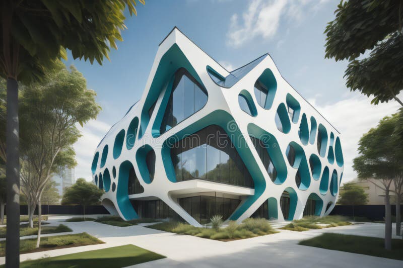 Exterior View of Modern Architecture Building. Generative Ai Stock ...