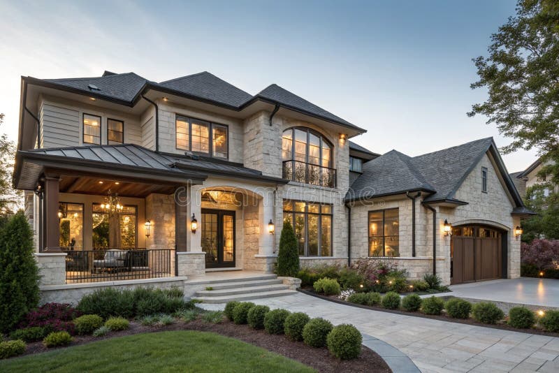 Luxury Model Home Construction Exterior Stock Illustration ...