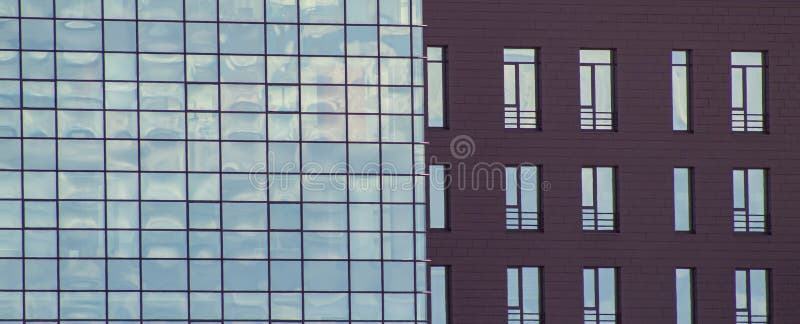 Exterior View of an Office Building Wall with Mirrored Windows Stock ...