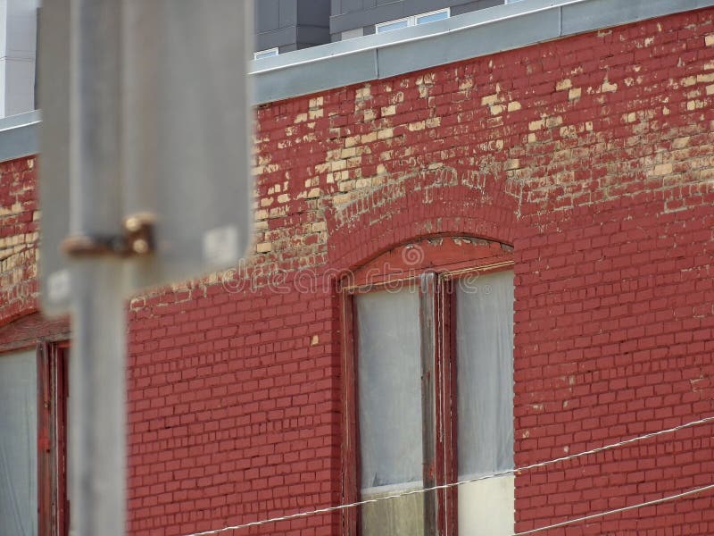 Exterior View of Old Brick Building with Weathered Wall Stock Photo ...