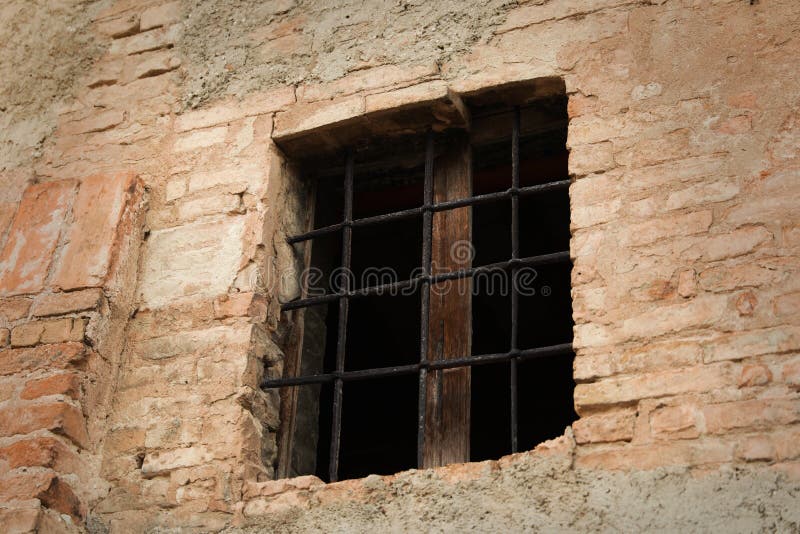 Exterior View of Old Building with Grated Window Stock Photo - Image of ...