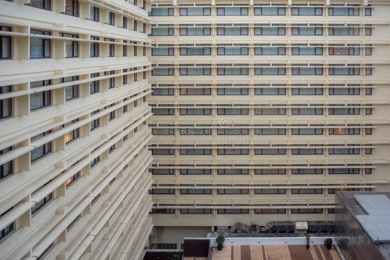 Exterior View Pattern Windows of Hotel for Background Stock Image ...