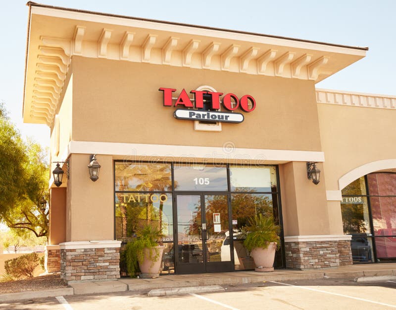 Exterior View of Tattoo Parlor Stock Image - Image of outdoors, design ...