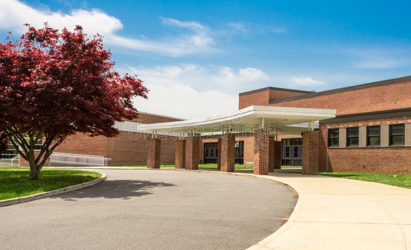 Exterior View of a Typical American School Building Stock Photo - Image ...