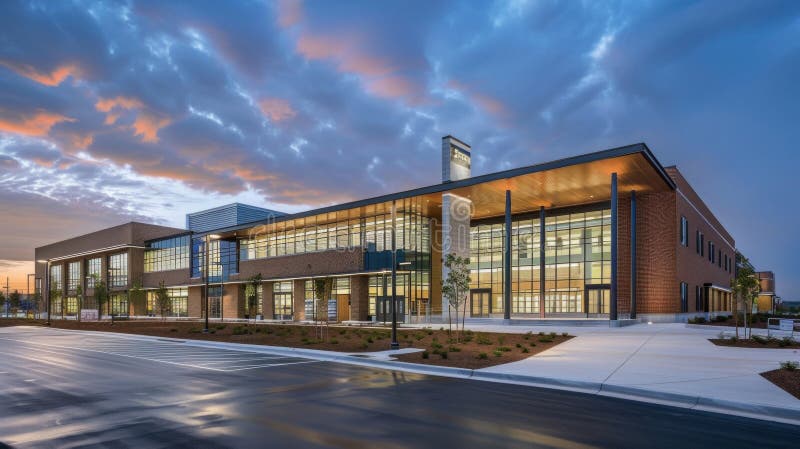 Exterior View of a Typical American School Stock Photo - Image of ...