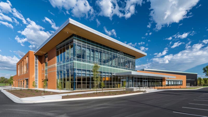 Exterior View of a Typical American School Stock Image - Image of ...