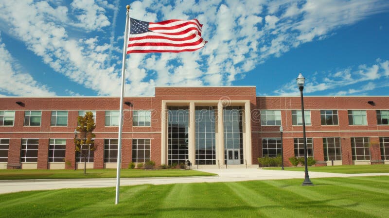 Exterior View of a Typical American School Stock Image - Image of learn ...