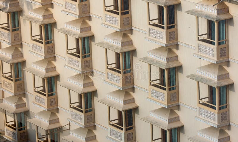 Exterior View of Typical Rajasthani Style Windows on a Building Stock ...