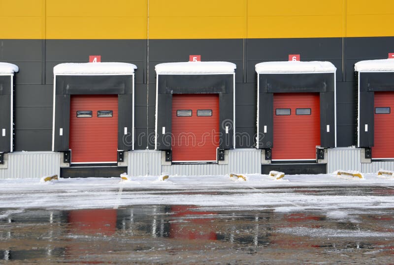Exterior View of the Warehouse in Winter. Loading Docks Stock Photo ...