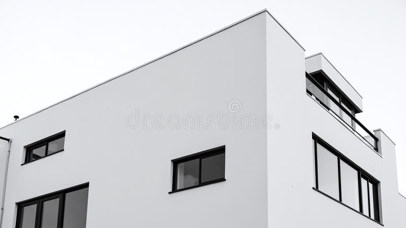 Exterior View of White Building with Windows and Balcony Stock ...