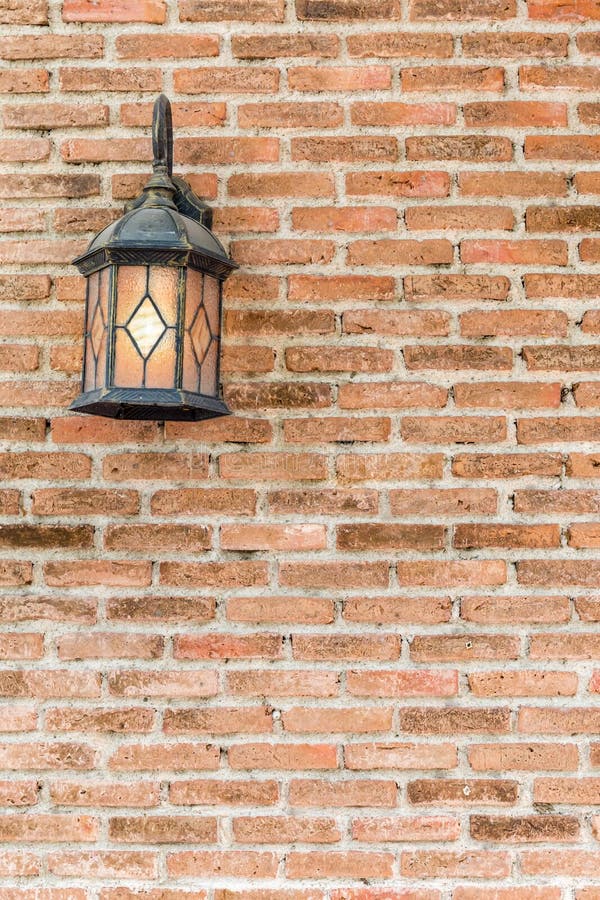 Exterior Vintage Lamp Decorated on Brick Wall Building. Stock Photo ...
