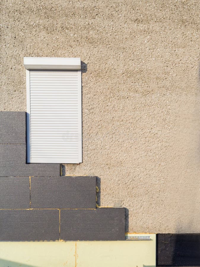 Exterior Wall Insulation with Closed Shutter Window Stock Photo - Image ...