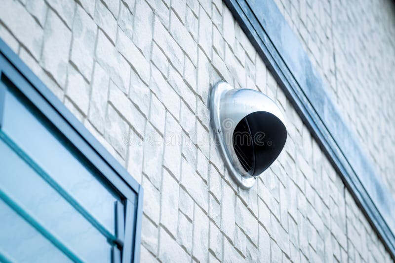 Exterior Wall Vent Round Cover on the Wall. Stainless Steel Type Stock ...