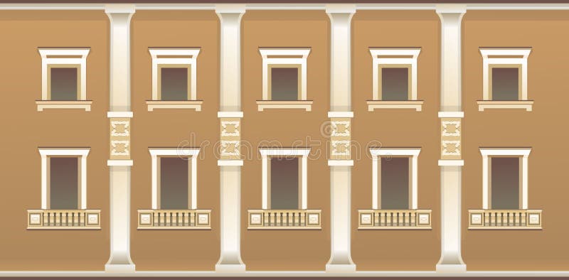 Exterior Wall Window Seamless Pattern Stock Vector - Illustration of ...