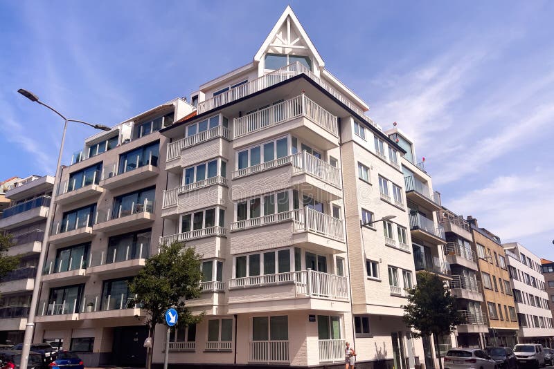 The Exterior of a White Building at Knokke Town in Belgium Editorial ...