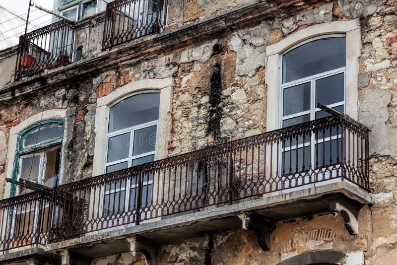 Exterior Windows of an Old Building Stock Image - Image of house ...