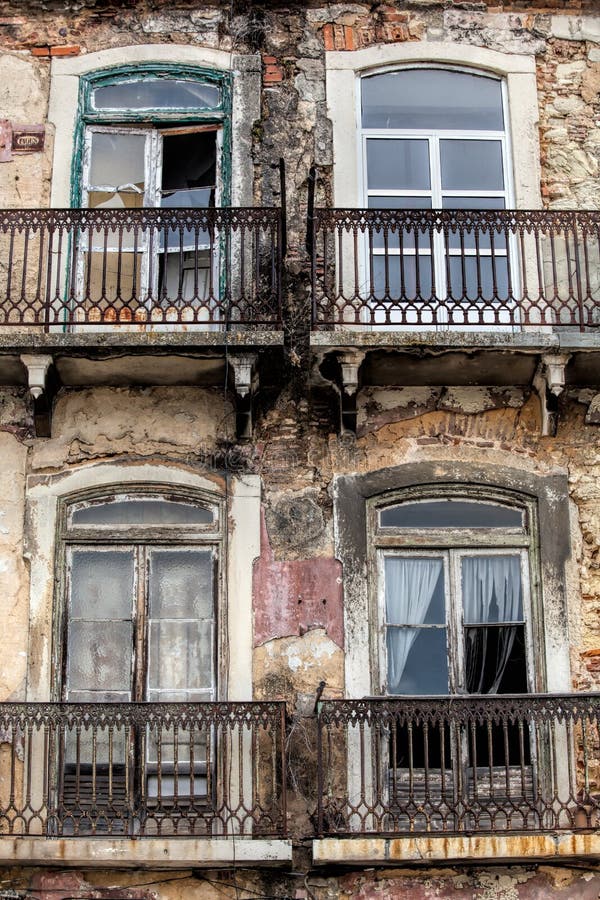 Exterior Windows of an Old Building Stock Photo - Image of house ...