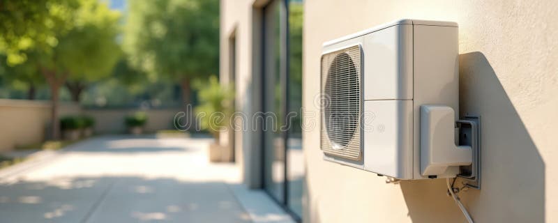 External Air Conditioner Compressor Unit Mounted on Building Exterior ...