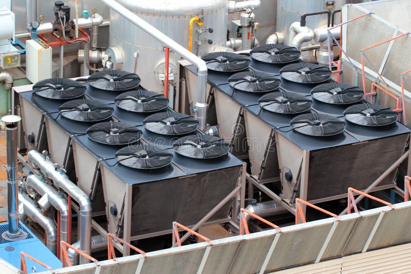 External Air Conditioning Units on a Roof Top Stock Photo - Image of ...