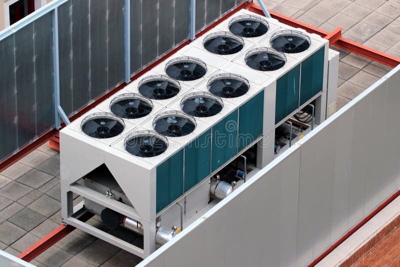 External Air Conditioning Units on a Roof Top Stock Photo - Image of ...