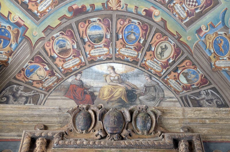 External Atrium of Archiginnasio in Bologna, Italy Stock Image - Image ...