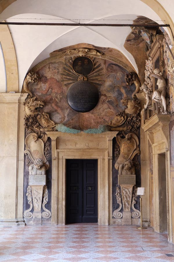 External Atrium of Archiginnasio, Bologna Stock Photo - Image of arms ...