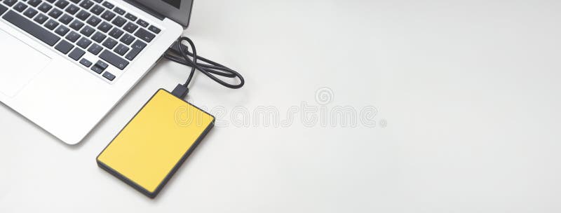 External Backup Disk Drive Connected To Laptop Stock Photo - Image of ...