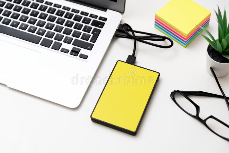 External Backup Disk, USB Hard Drive Stock Image - Image of laptop ...