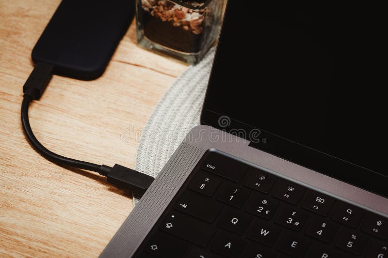 External Hard Disk Connect by USB Stock Photo - Image of notebook ...
