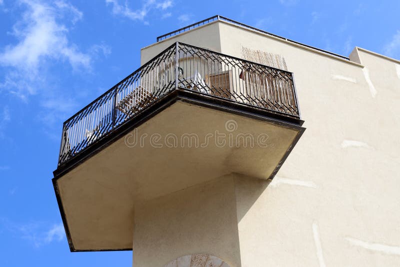 External Balcony on the Facade of a Residential Building. Stock Image ...