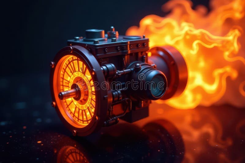 External Combustion Engine S Fiery Ignition Sequence, Burner, Intense ...