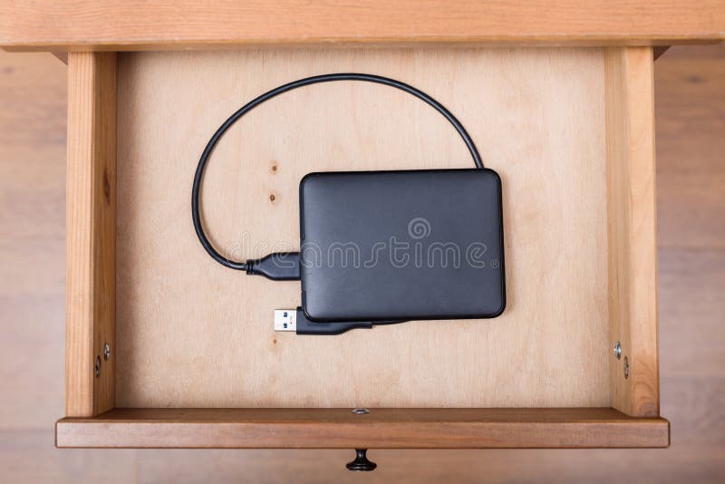 External Computer Hard Drive in Open Drawer Stock Photo - Image of ...