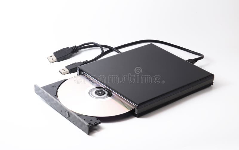 External DVD Drive with a Compact Disc Inside, Used for DVD Player or ...