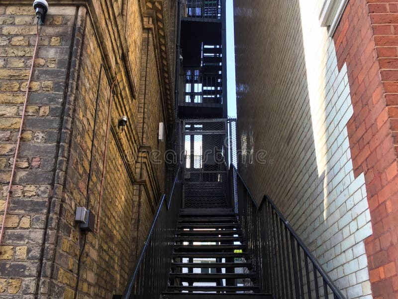External Fire Escape Stairs Two Buildings Stock Photos - Free & Royalty ...