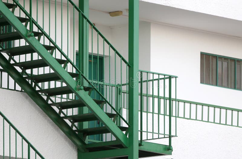External Fire Escapes in a Modern Building Stock Image - Image of ...