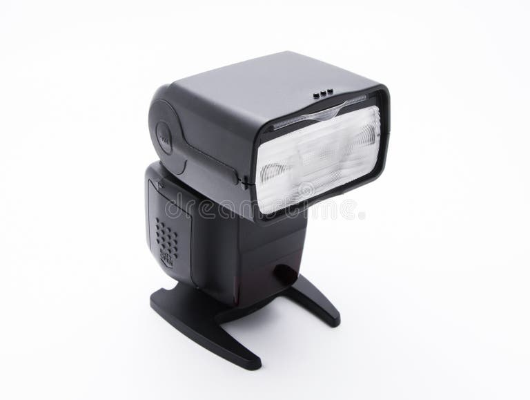 External Flash for DSLR Camera_Front on White Background Stock Image ...
