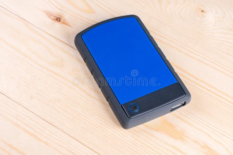 External Hard Disc Hdd on the Wooden Board Table with Copy Space Stock ...