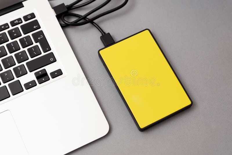 External Hard Disk Connected To Laptop Stock Photo - Image of drive ...