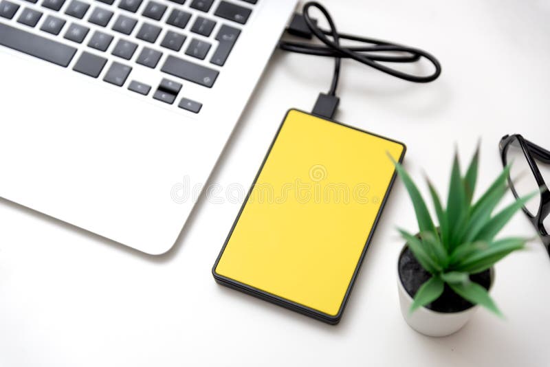 External Hard Disk Connected To Laptop Stock Photo - Image of format ...