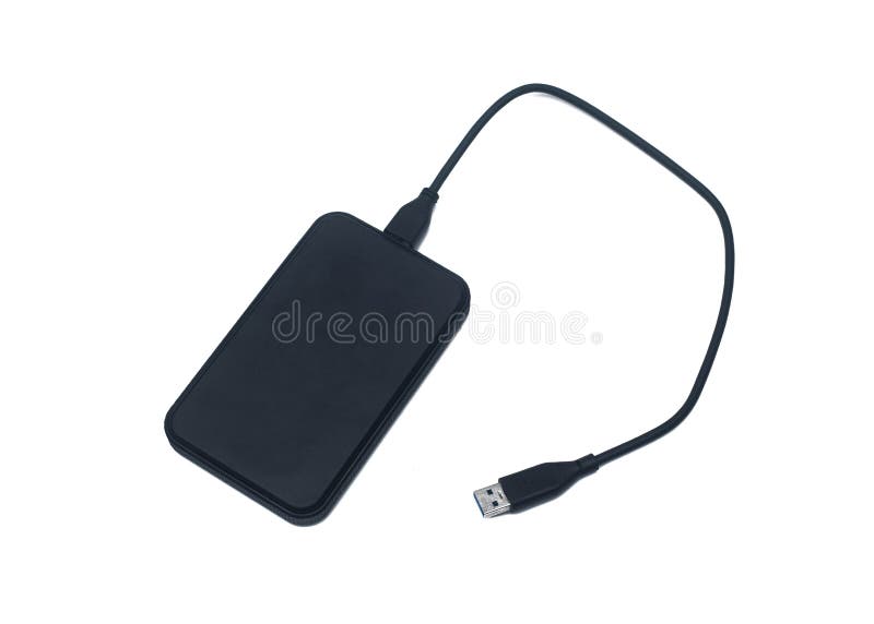 External Hard Disk Drive with USB Cable Isolated on White Background ...