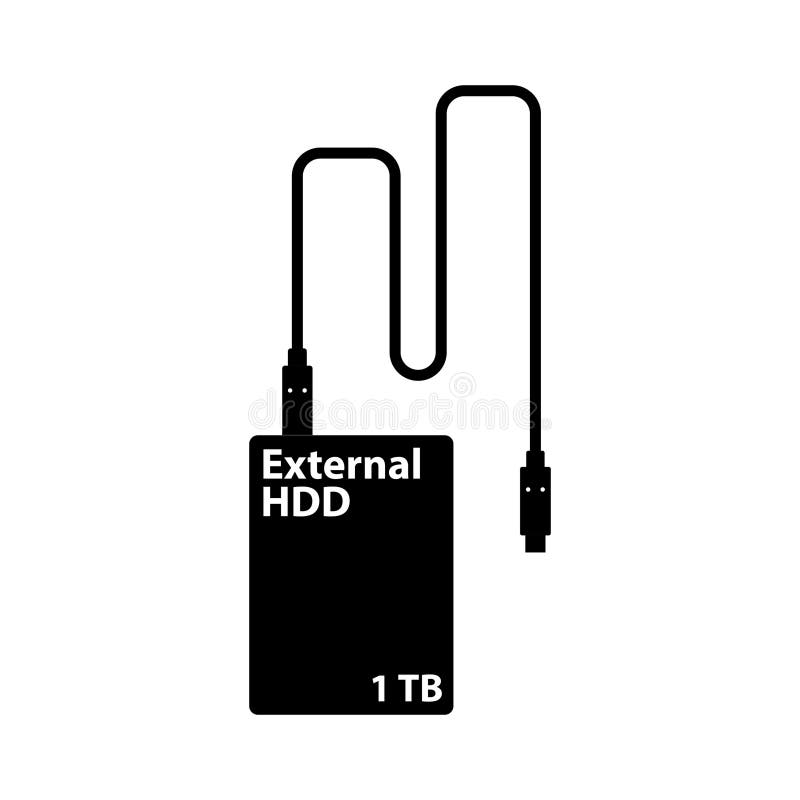 External Hard Disk Drive Silhouette. Black and White Icon Design ...