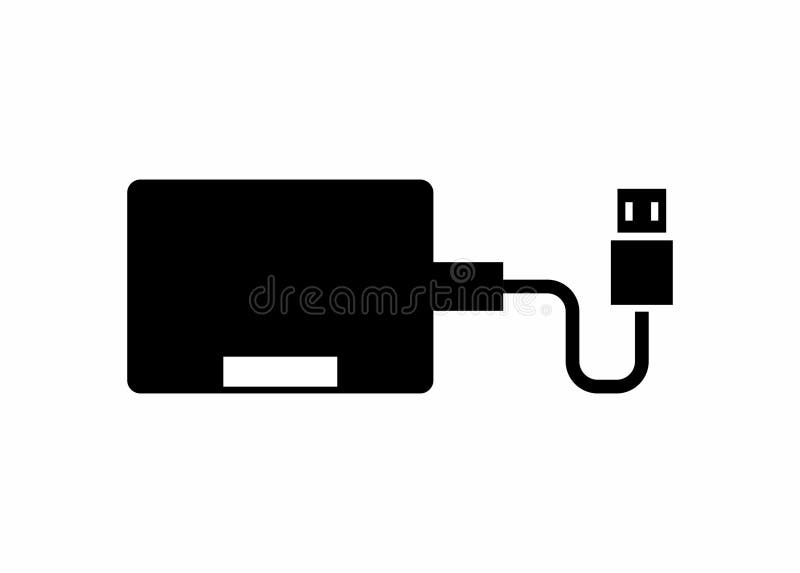 External Hard Disk Drive. Simple Illustration in Black and White. Stock Vector - Illustration of ...