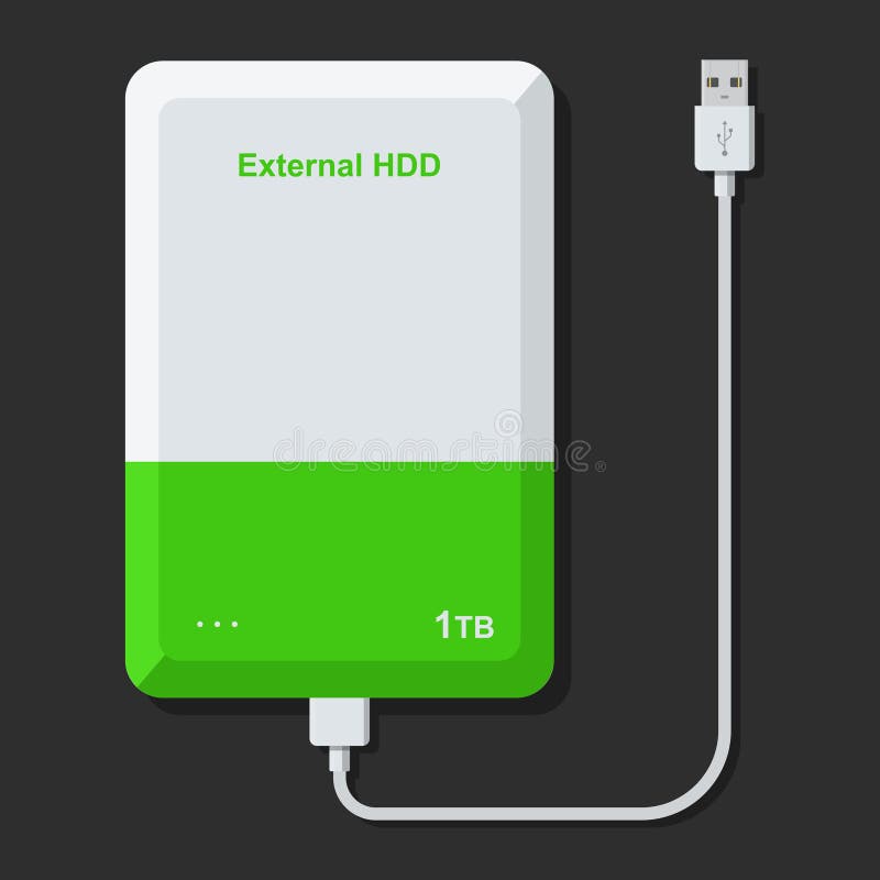 External Hard Disk Drive with USB Cable Isolated on White Background ...