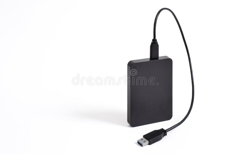 External Hard Disk Drive with Usb Cable Isolated on White Background ...