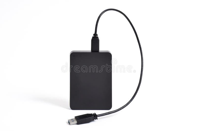 External Hard Disk Drive with Usb Cable Isolated on White Background ...
