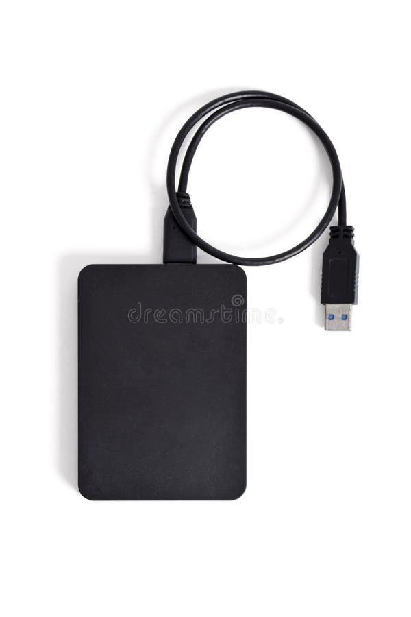 External Hard Disk Drive with Usb Cable Isolated on White Background ...