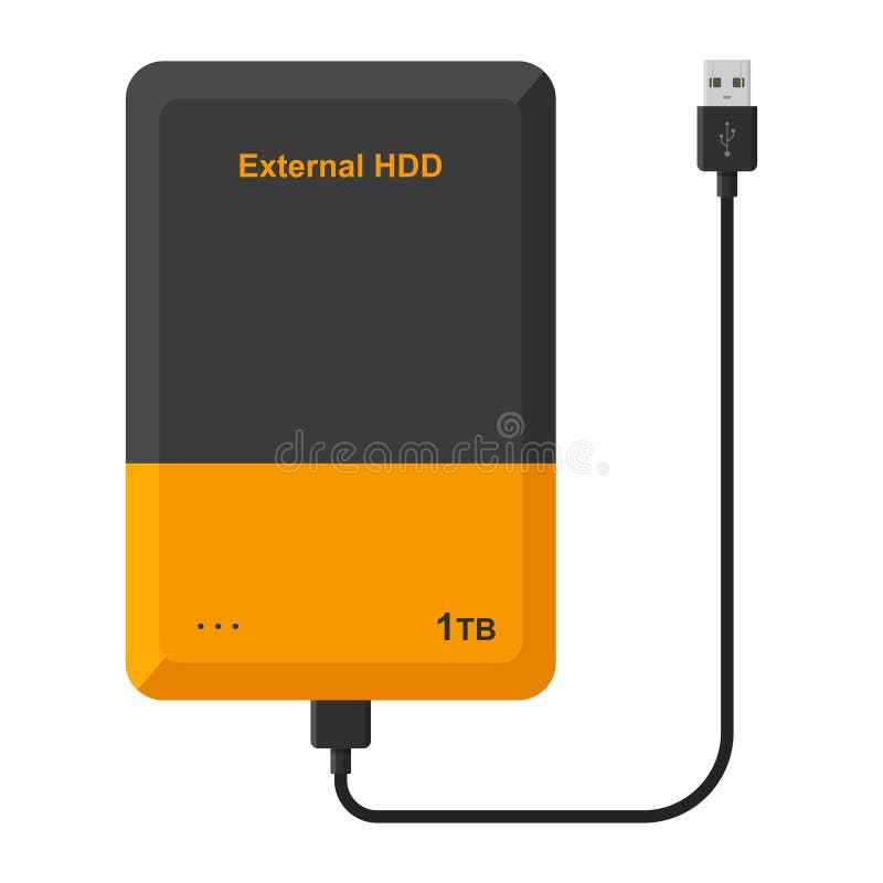 External Hard Disk Drive with USB Cable Isolated on White Background ...